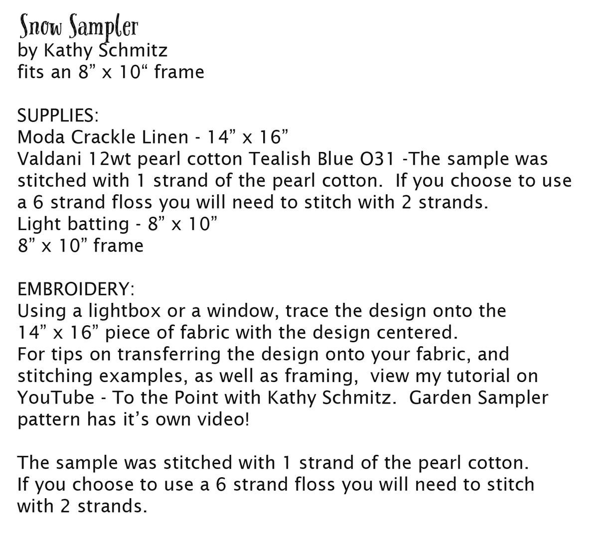 Snow Sampler digital pattern – Kathy Schmitz